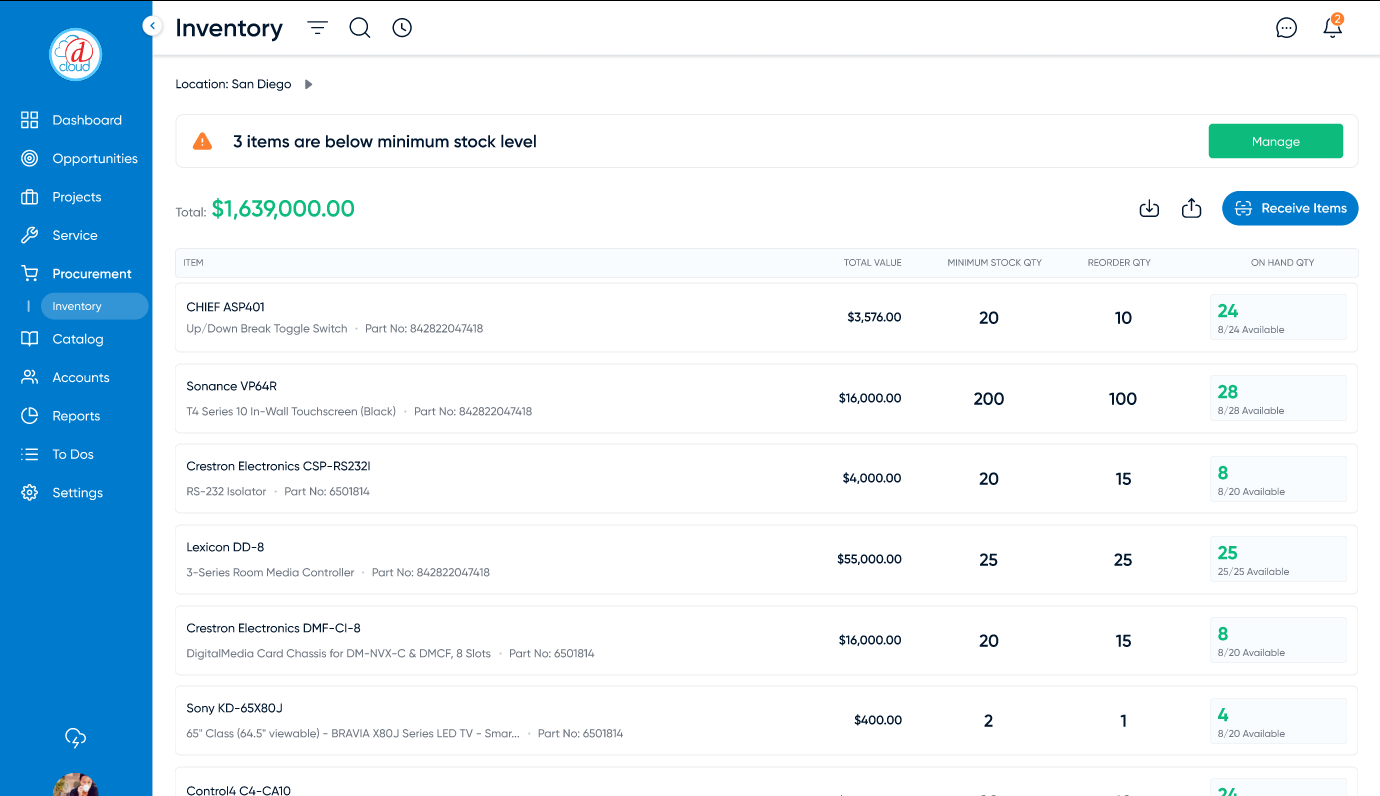 Inventory Management | D-Tools Cloud